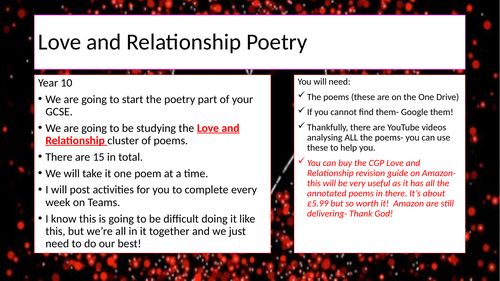 Distance Learning- Unseen Poetry | Teaching Resources