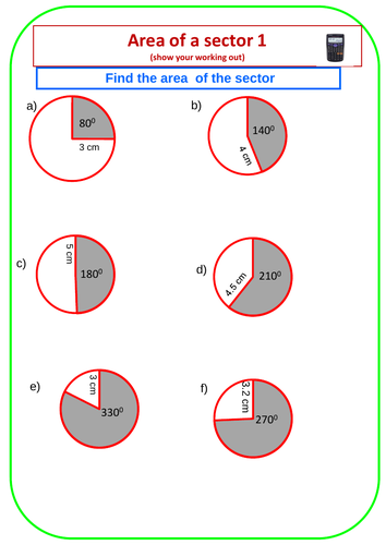 Circle: circumference, area, sector and arc length bundle | Teaching ...
