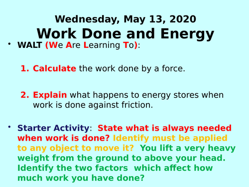 Work Done and Energy PPT - GCSE Physics | Teaching Resources