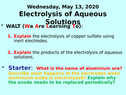 Electrolysis of Aqueous Solutions PPT - GCSE Chemistry | Teaching Resources