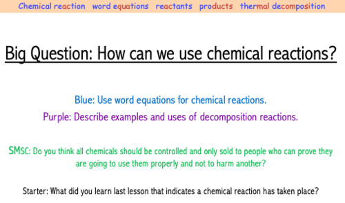 Year 7 Chemical Reactions Lesson (7He) | Teaching Resources