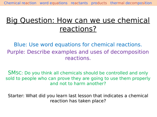 Year 7 Chemical Reactions Lesson (7He) | Teaching Resources
