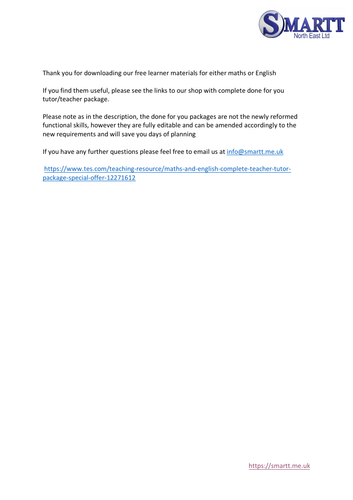 FUNCTIONAL SKILLS / GCSE MATHS LEVEL 1 WORK SHEETS | Teaching Resources FUNCTIONAL SKILLS / GCSE MATHS LEVEL 1 WORK SHEETS | Teaching Resources