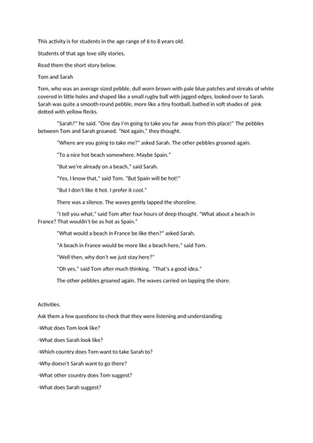 Descriptive writing of pebbles with fun short story as inspiration ...