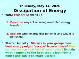 Dissipation of Energy PPT - GCSE Physics | Teaching Resources