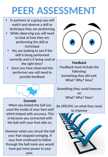 Peer Assessment guide card | Teaching Resources
