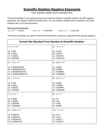 Scientific Notation Negative Exponents (With Answers) | Teaching Resources