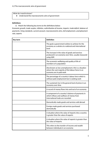 iGCSE Economics. Unit 4: Government and the macroeconomy | Teaching ...