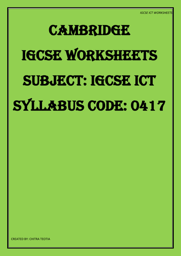 IGCSE ICT CHPATER 1 WORKSHEET | Teaching Resources