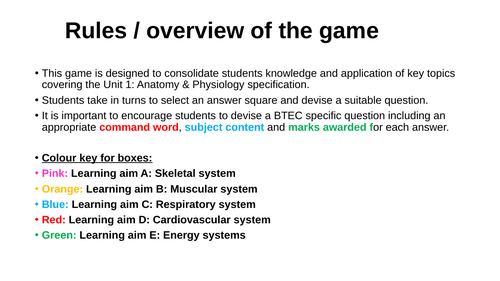 Interactive revision games: Anatomy & physiology (BTEC / GCSE / ALEVEL ...