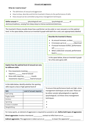 AQA GCSE PE - Arousal and aggression - Student worksheet | Teaching ... AQA GCSE PE - Arousal and aggression - Student worksheet | Teaching ...