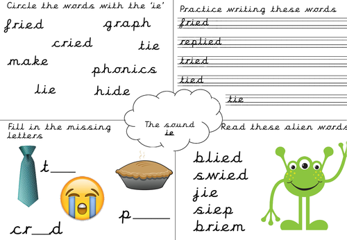 Phonics worksheet- ie | Teaching Resources