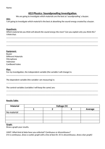 BEST Sound and Light Lesson 3 - Sound Insulation Investigation ...