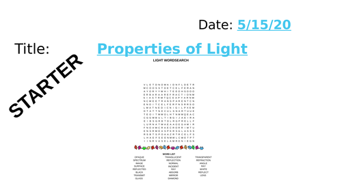 BEST Sound and Light Lesson 4 - Properties of Light | Teaching Resources