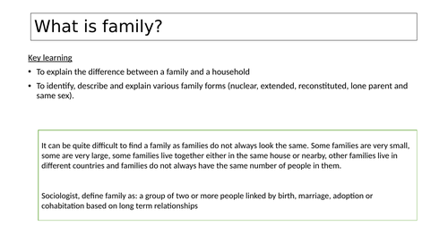 The sociology of the family completed unit | Teaching Resources