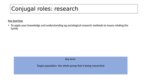 Sociology of the Family- Conjugal roles | Teaching Resources