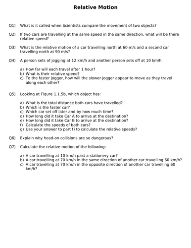 Relative Motion PPT - KS3 Physics | Teaching Resources