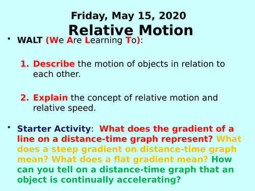 Relative Motion PPT - KS3 Physics | Teaching Resources