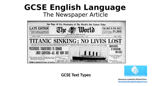 GCSE Text Types: The Newspaper Article | Teaching Resources