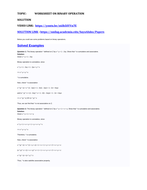 Binary Operation Worksheet and Solution | Teaching Resources