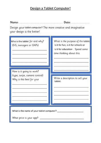 Design A Tablet Computer (iPad) Project Learning | Teaching Resources