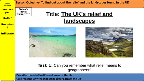 FREE lesson - UK Relief and landscapes - AQA Geography | Teaching Resources