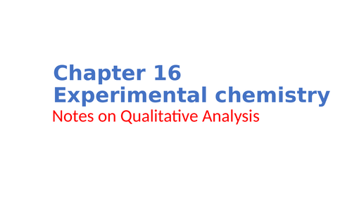 IGCSE Chemistry Chapter 16 Experimental chemistry | Teaching Resources