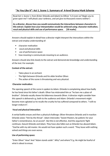 As You Like It A-level Drama Essay Planning Sheet | Teaching Resources