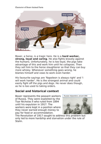 Character of Boxer in Animal Farm with a challenge question. | Teaching ...