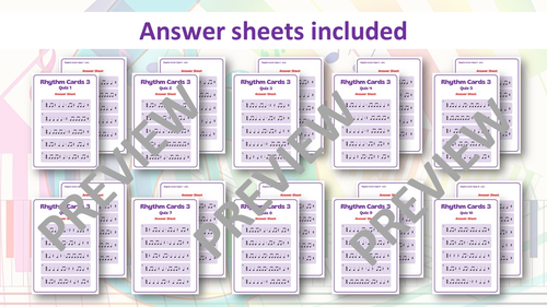 Music Rhythm Cards 3 - 50 Cards with Audio files and 10 PowerPoint ...
