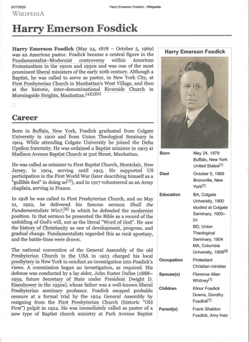 Harry Emerson Fosdick (1878-1969) | Teaching Resources