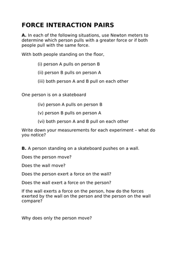 BEST Forces Lesson 4 - Interaction Pairs | Teaching Resources