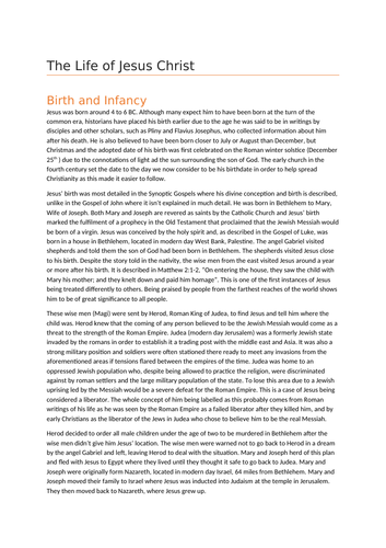 The Life of Jesus Christ | Teaching Resources