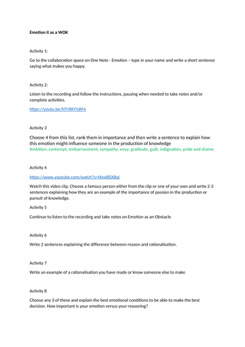 Theory of Knowledge Emotion | Teaching Resources