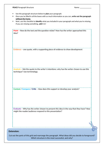 Paragraph Planner HOs | Teaching Resources