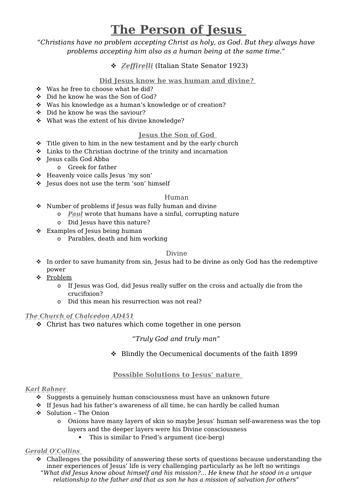 Christianity (RS) OCR complete Year 1 revision notes for each topic ...