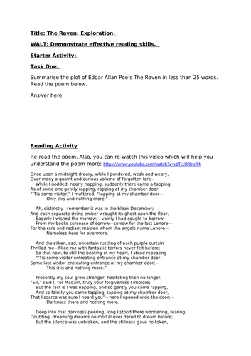 The Raven Exploration L1 | Teaching Resources