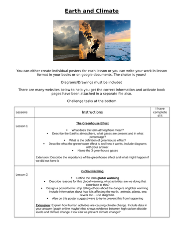 KS3 Earth and Climate HOME LEARNING | Teaching Resources