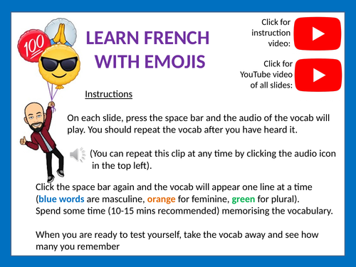 LEARN FRENCH WITH EMOJIS | Teaching Resources