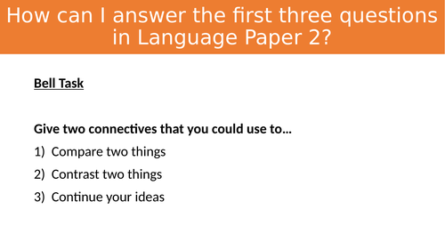AQA Language Paper 2 Q1, Q2, Q3 (KS4) | Teaching Resources