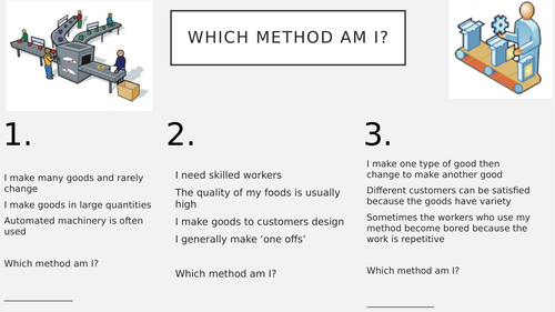 Method of Production Starter | Teaching Resources