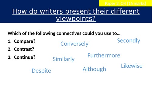 AQA Language Paper 2 Q4 (Year 10) | Teaching Resources