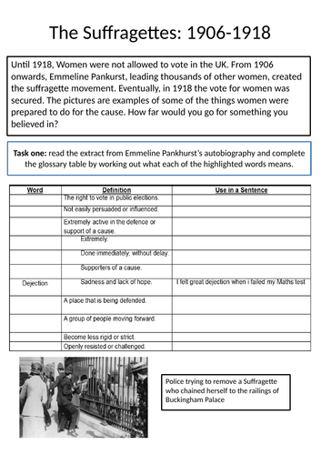 Eng home learn non-fic Suffragettes KS4/3 | Teaching Resources