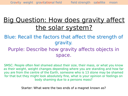 Year 8 Gravity in Space Lesson (8Ld) | Teaching Resources