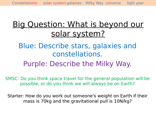 Year 8 Beyond the Solar System | Teaching Resources