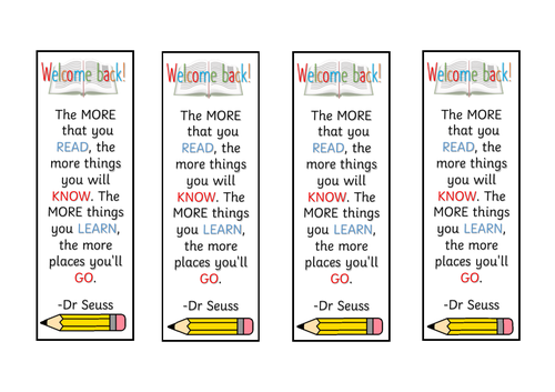 Back to School Bookmarks | Teaching Resources