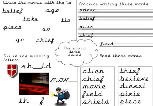 Phonics worksheet- ie | Teaching Resources