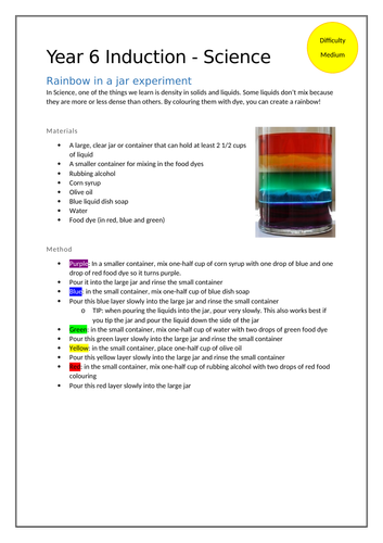Science at Home - Rainbow in a Jar | Teaching Resources