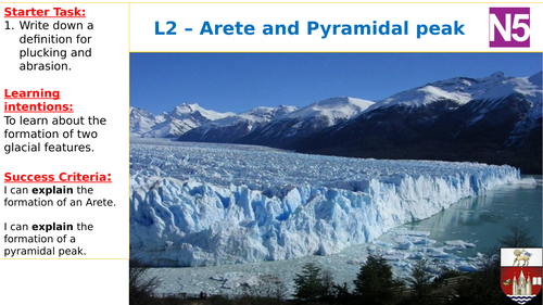 N5 - Glaciation formation of an Arete and pyramidal peak | Teaching ...
