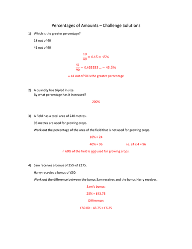 Percentages of Amounts Non Calculator - GCSE Maths Lesson ActivInspire ...